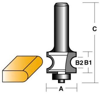 CARBiTOOL Bull Nose Router Bit 2.25 mm Radius TBN4.5MB 1 2